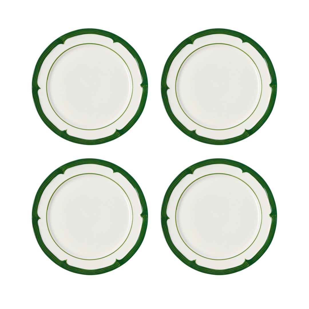 Soft Scallop Green Embossed Dinner Plate Set of 4 – In The Roundhouse