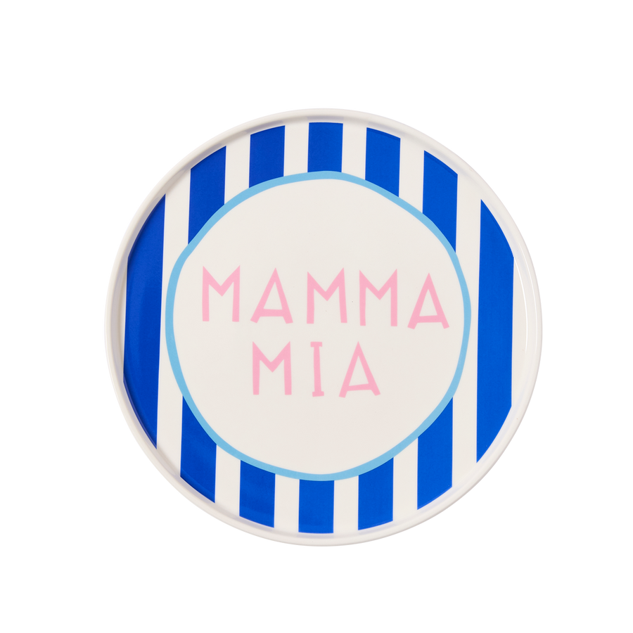 Blue Stripe Mamma Mia Plate – In The Roundhouse
