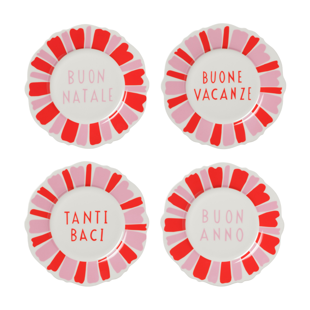Red and Pink Italian Festive Side Plates – In The Roundhouse