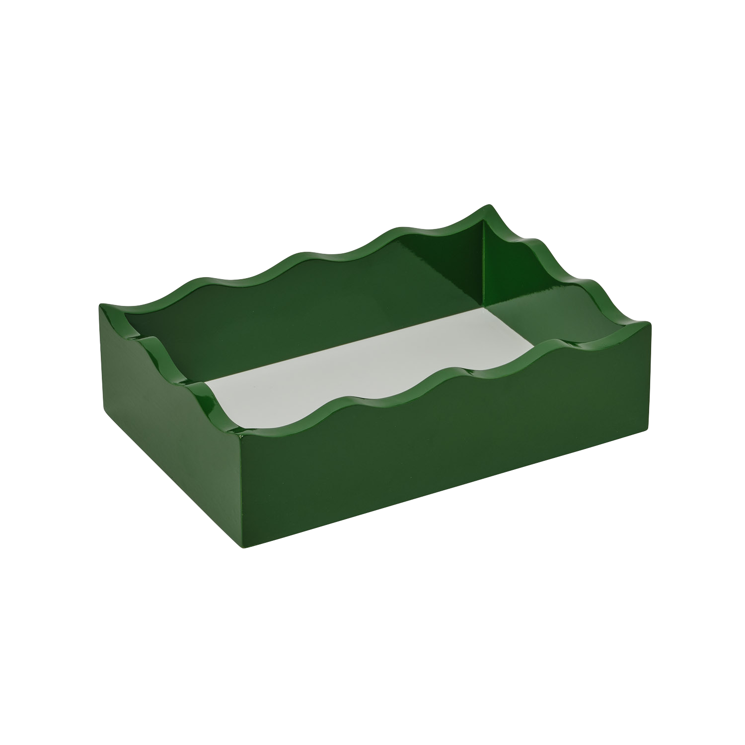 Small Green and White Scalloped Tray – In The Roundhouse