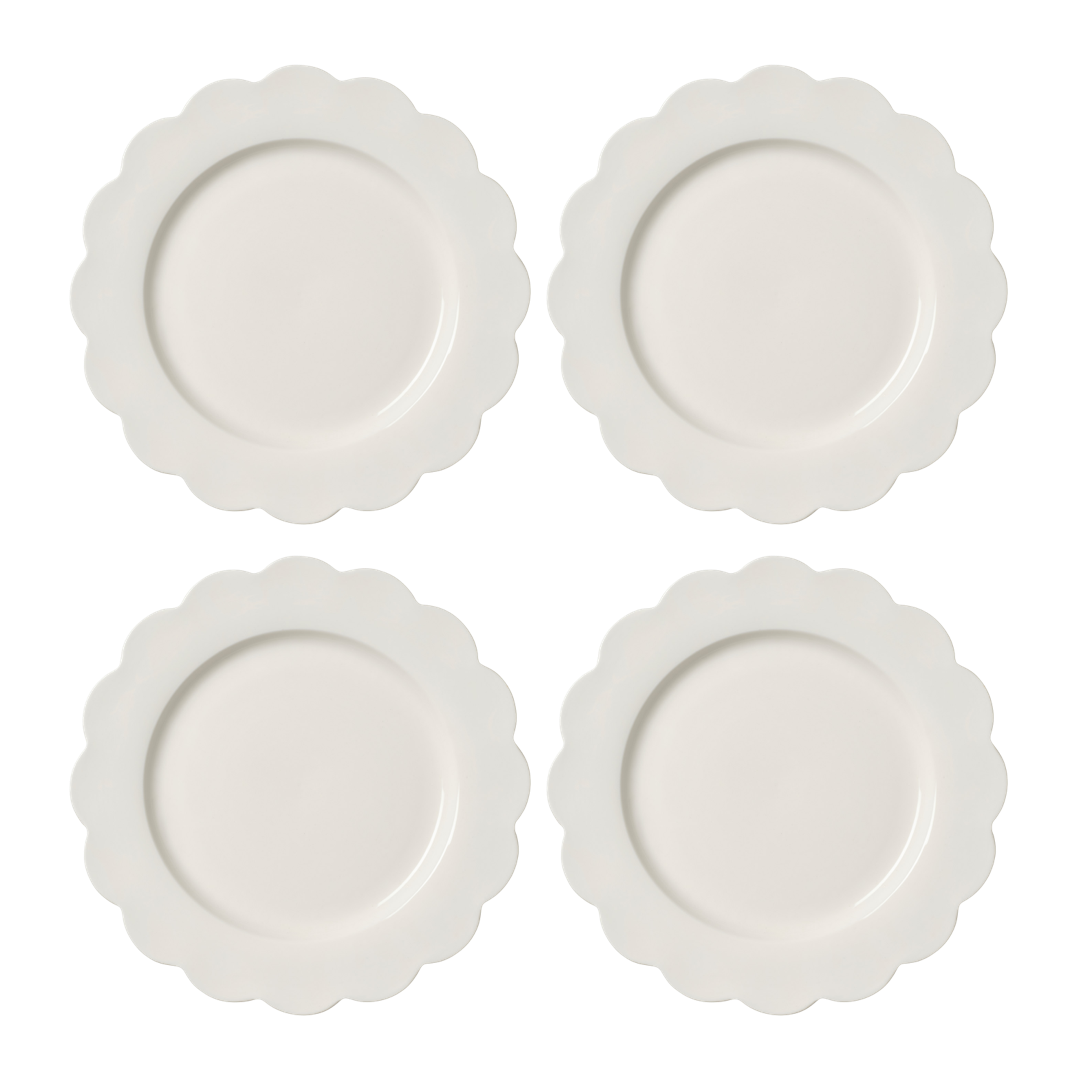 White Scallop Dinner Plate Set of 4 – In The Roundhouse