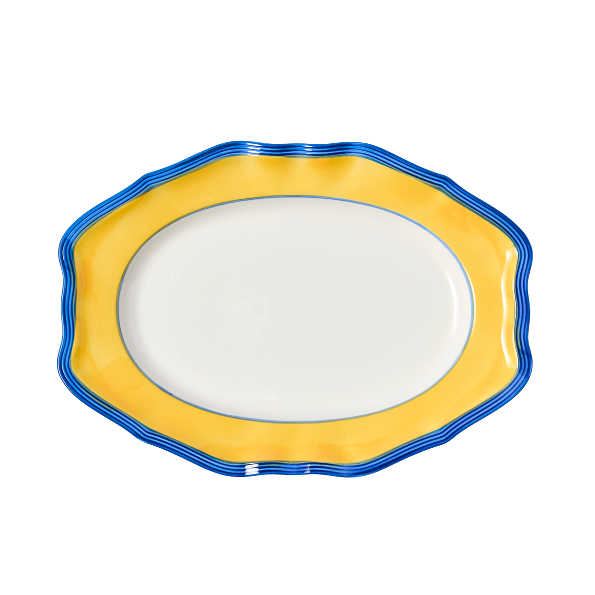 Soft Scallop Blue & Yellow Embossed Platter – In The Roundhouse