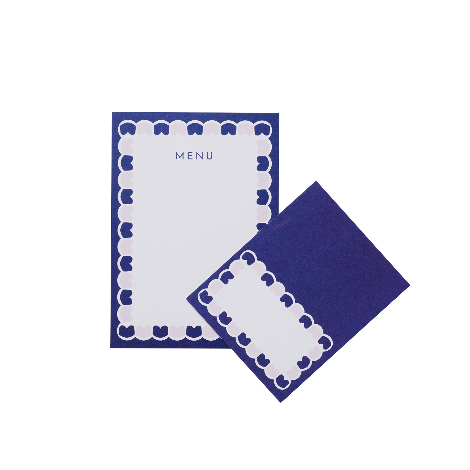Blue Scallop Place Card and Menu Set – In The Roundhouse